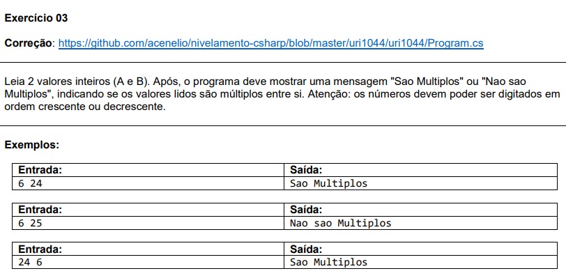 GitHub - RafaelSantana03/Nivelamento-Csharp-Parte02: Exercícios do ...