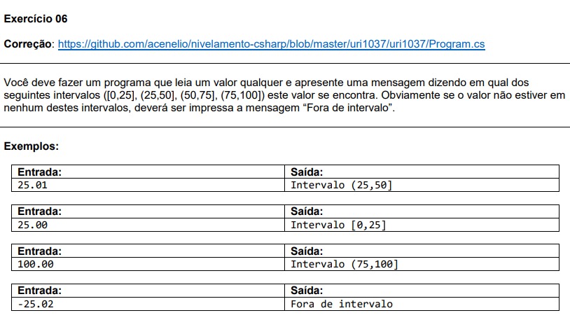 GitHub - RafaelSantana03/Nivelamento-Csharp-Parte02: Exercícios do Curso C# COMPLETO do Prof. Dr ...