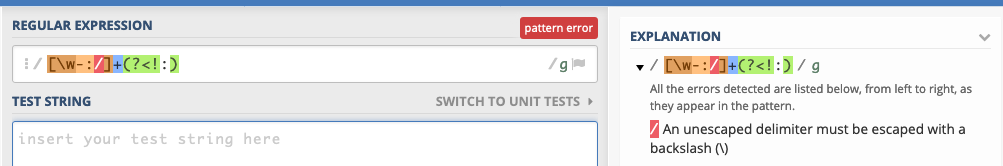 [Question] shouldn't this "/" be escaped in the regex provided in the docs? · Issue #1296 ...