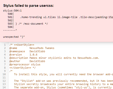 Stylus is unable to properly report some errors encountered when parsing a style (Error ...