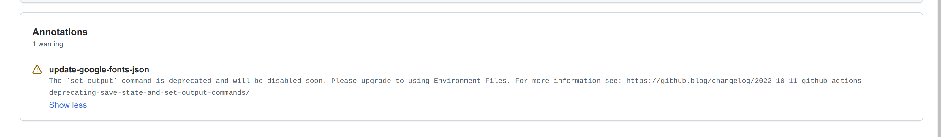 Update update google fonts action to avoid deprecation warning · Issue ...