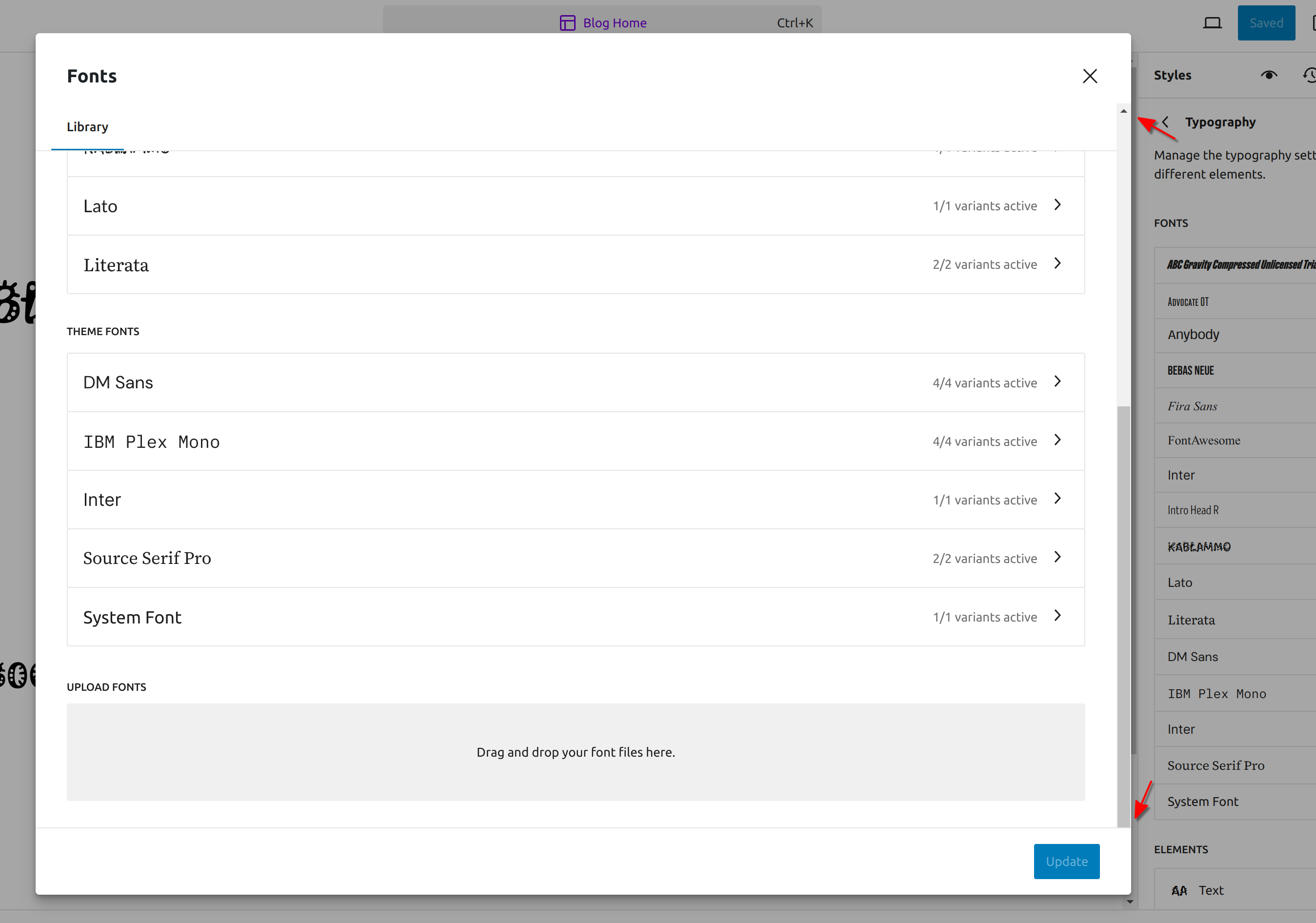 Font Library Show The Scrollbar Bottom Edge · Issue 54401 · Wordpress Gutenberg · Github