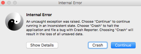Got internal uncaught exception NSInternalInconsistencyException ...