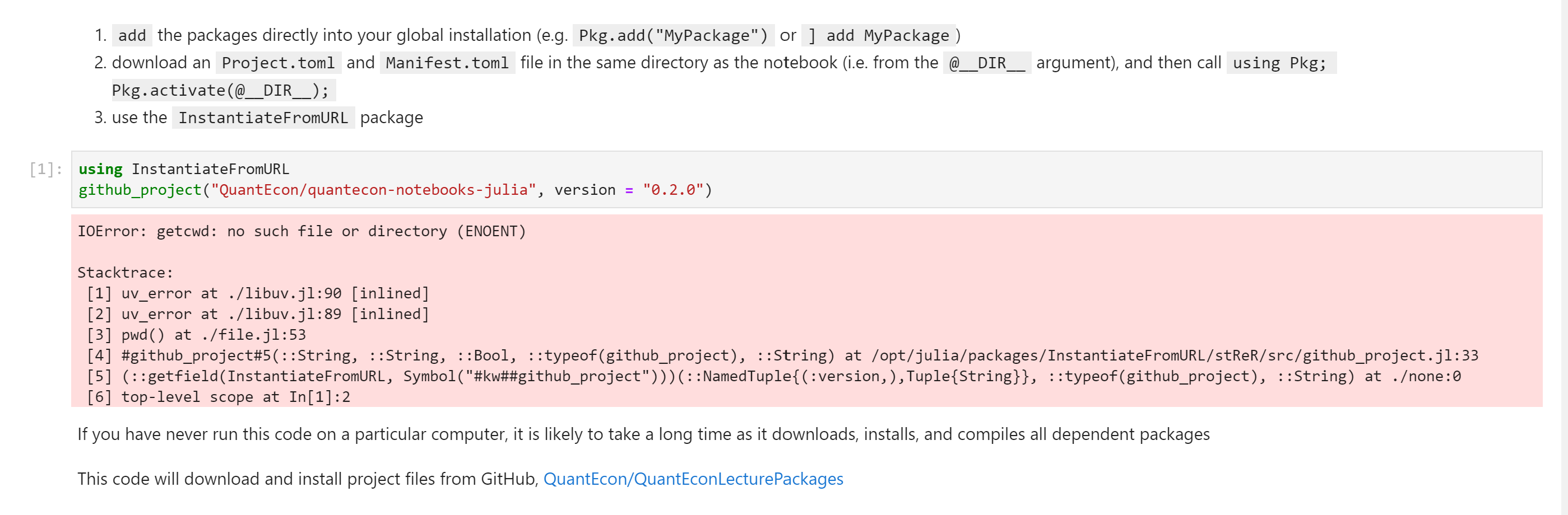 Error With Instantiatefromurl On Vse Syzygy Ca · Issue 668 · Quantecon Lecture Source Jl · Github