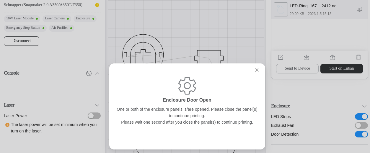 Bug: Can't continue to cut if enclosure door was open when starting in Laser · Issue #1844 ...