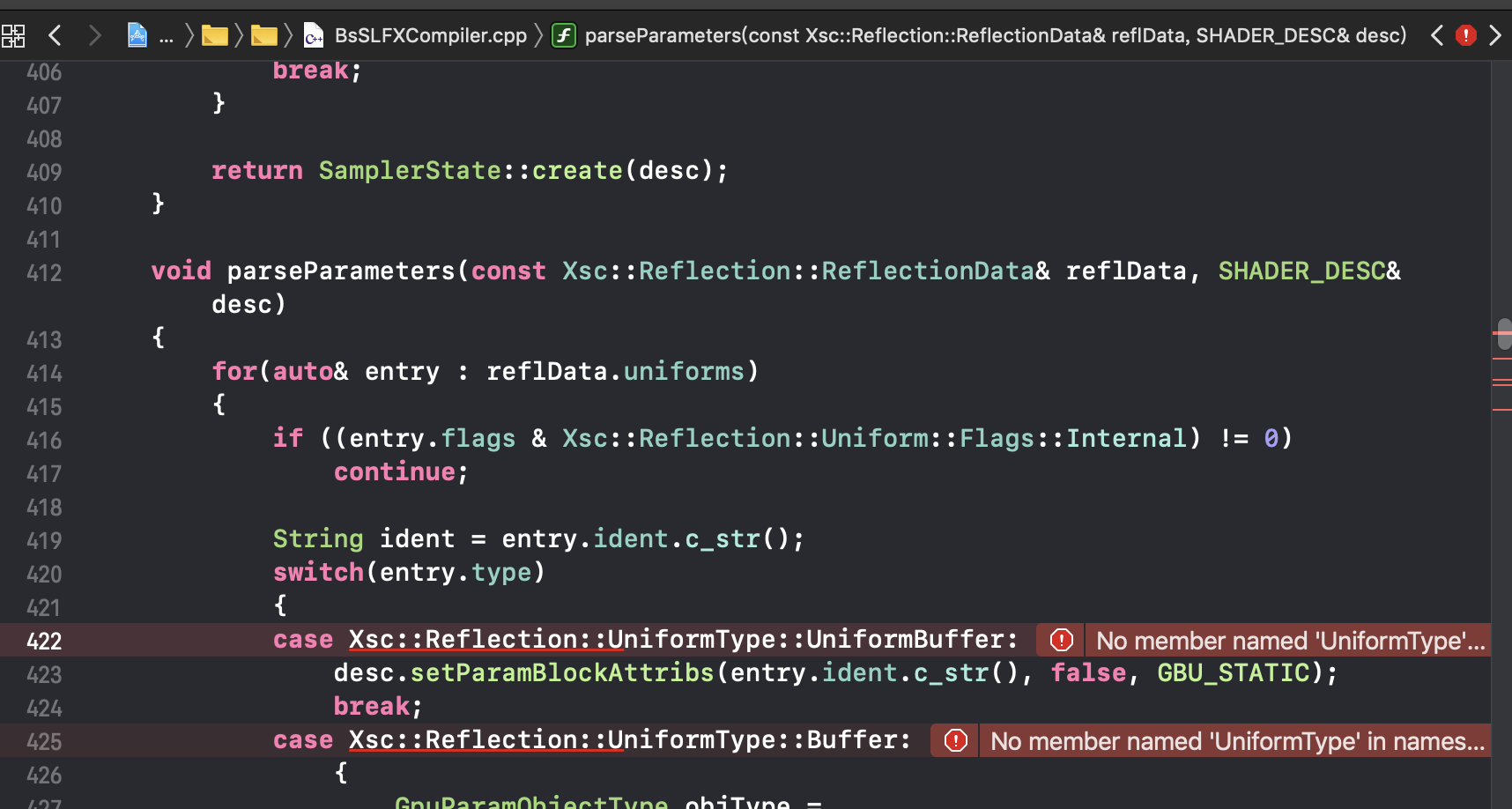 Xsc::Reflection::UniformType not exist. · Issue #371 · GameFoundry/bsf · GitHub