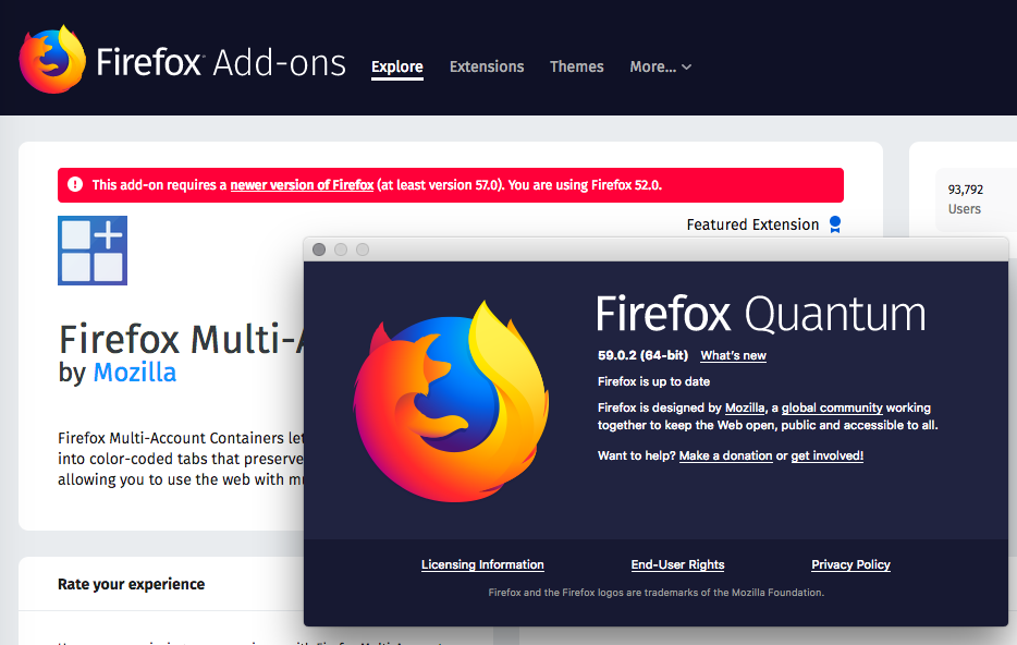 Multi-Account Containers and Facebook Container install blocked · Issue #1176 · mozilla/multi ...