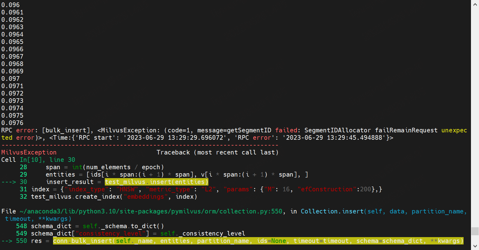 [Bug]: SegmentIDAllocator failRemainRequest unexpecror · Issue #25274 · milvus-io/milvus · GitHub