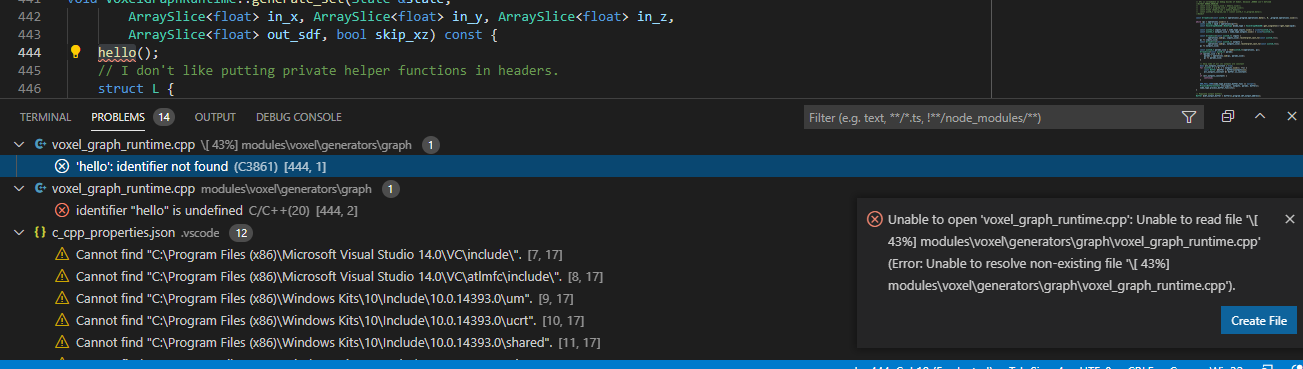 Unable to open some of the files that appear in compilation errors ...