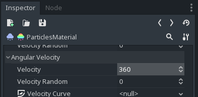 The ParticlesMaterial editor prevents setting particle's angular velocity higher than 360 ...