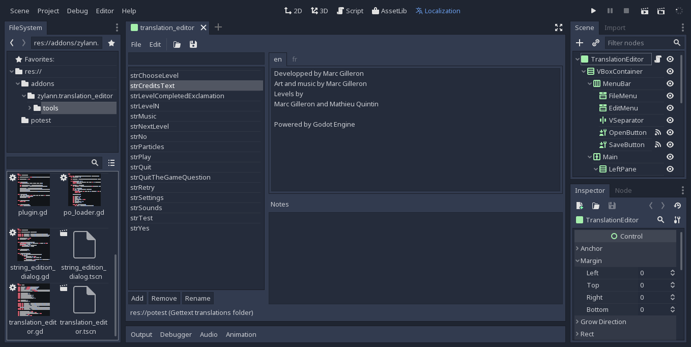 Translation Editor Godot Asset Library