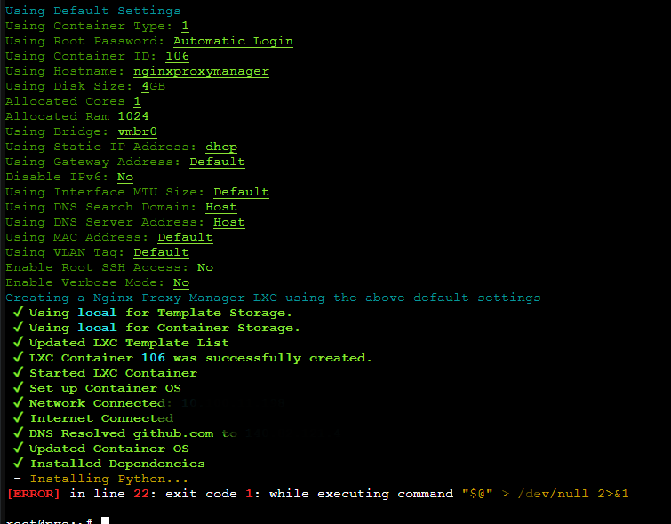 Error during install NGINX. · Issue #1274 · tteck/Proxmox · GitHub