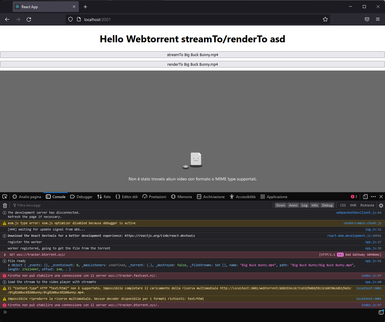 [REACT] Error streamTo, cannot make it work in any way · Issue #2374 · webtorrent/webtorrent ...