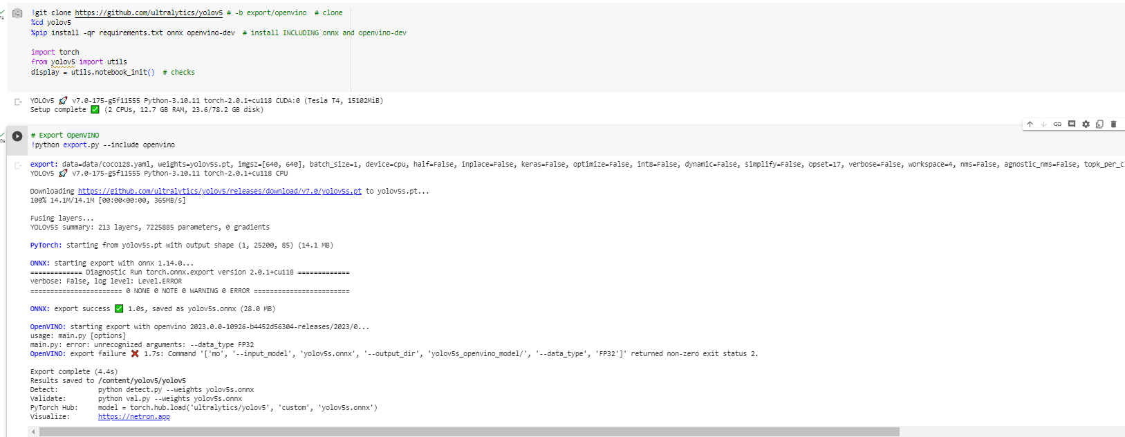 export model to openvino gives a issue · Issue #11645 · ultralytics/yolov5 · GitHub