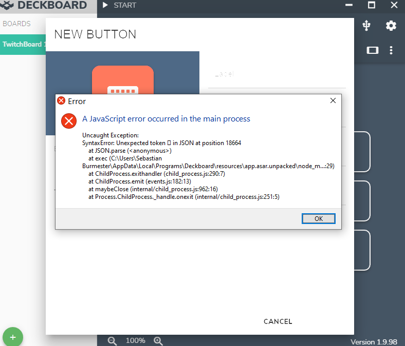 [BUG] Error occurrs when I open "New Button" Dialog · Issue #783 · rivafarabi/deckboard · GitHub