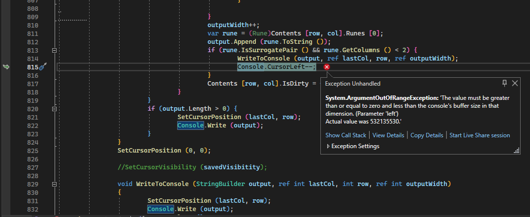 Console Cursorleft Throw An Exception With Netdriver On Linux V2 · Issue 2930 · Gui Cs