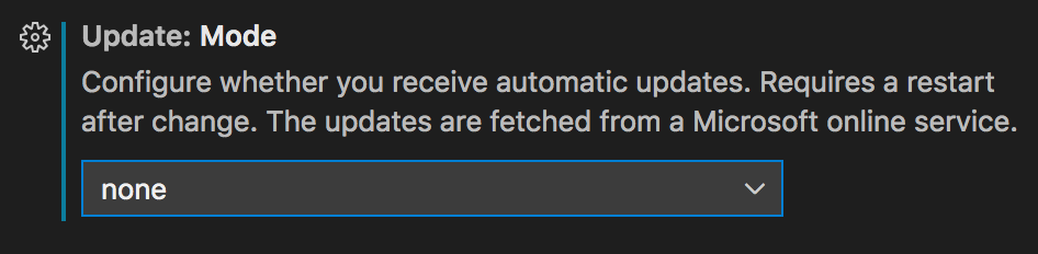 Set update.mode = none on install · Issue #533 · VSCodium/vscodium · GitHub