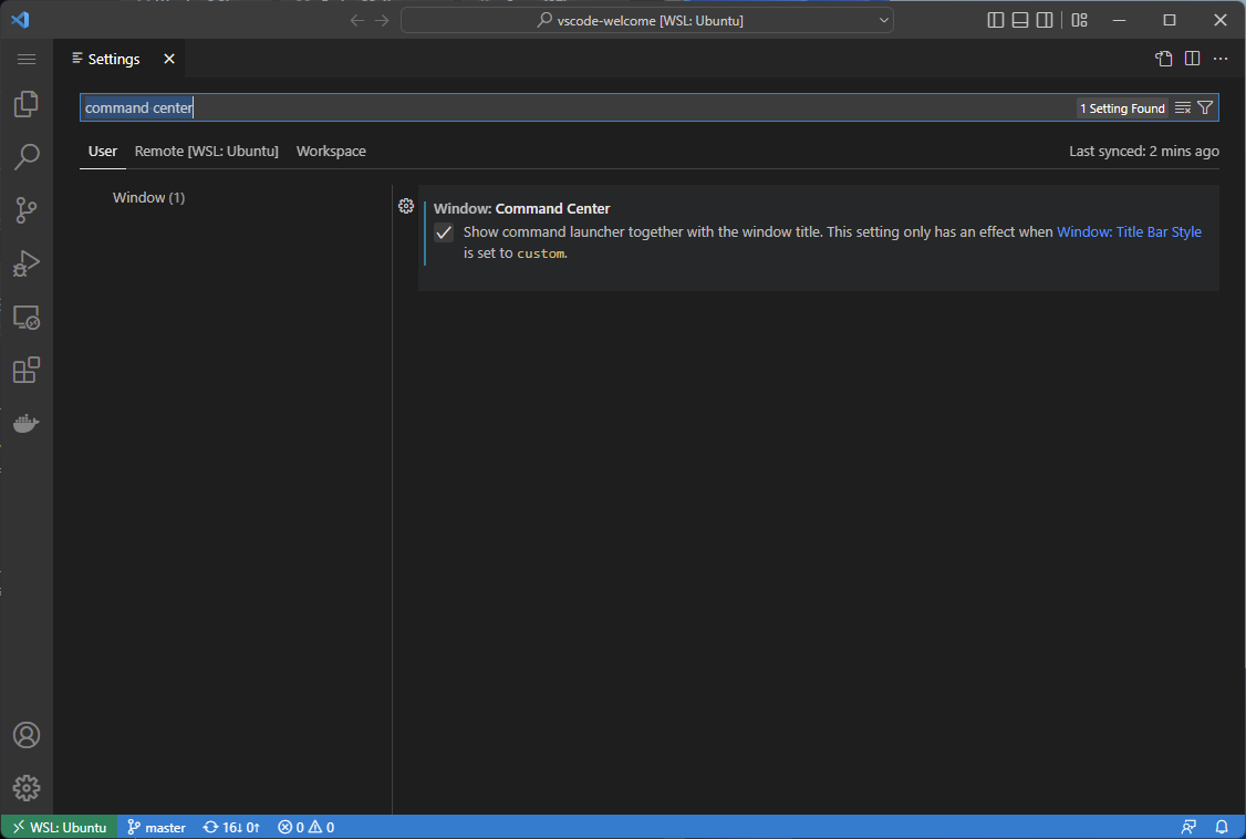 Command center doesn't use the Window:title setting · Issue #161232 · microsoft/vscode · GitHub