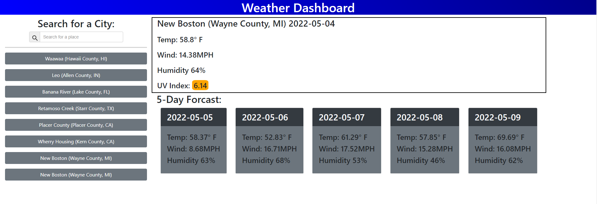 GitHub - ProgrammingAStorm/WeatherDashboard: This project is a weather ...