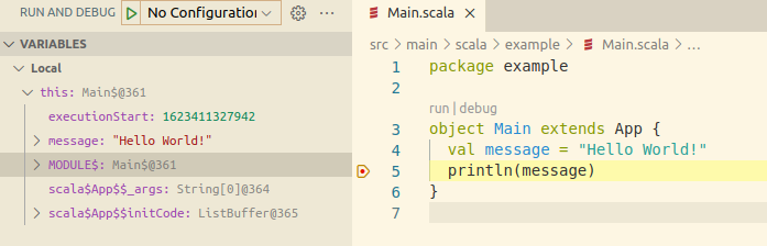 Unable to inspect when debugging object extending App trait · Issue #2482 · scalameta/metals ...