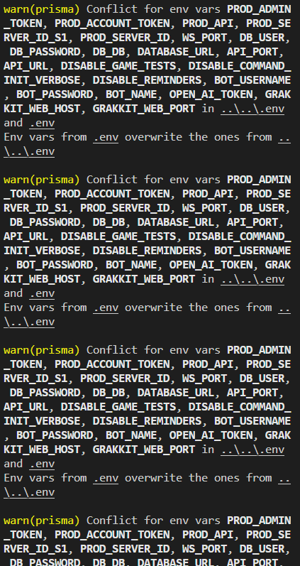 Provide a way to disable `conflict for env vars` warning · Issue #18192 · prisma/prisma · GitHub