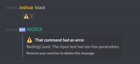 Show Command Usage Info Instead of Error · Issue #445 · discord-csharp/MODiX · GitHub