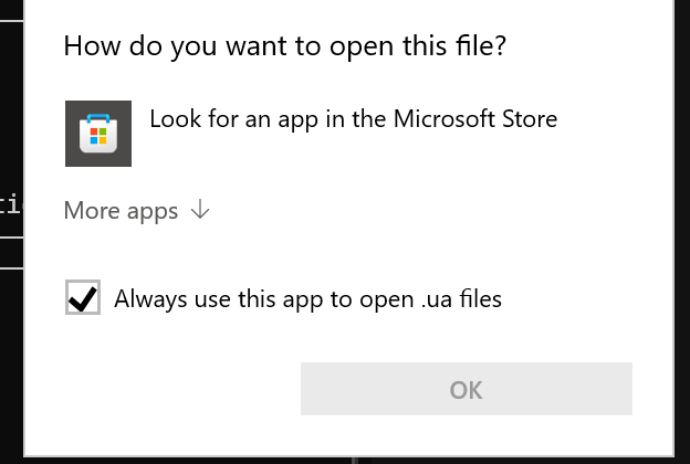 Windows 10 prompts me with a dialog on how to run .ua files · Issue #27 ...