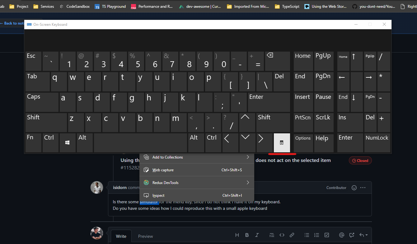 Context menu invoked with ContextMenu key always triggered from center ...