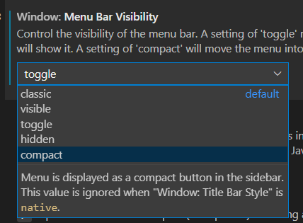 The menubar cannot be switched to the compact mode when the native ...
