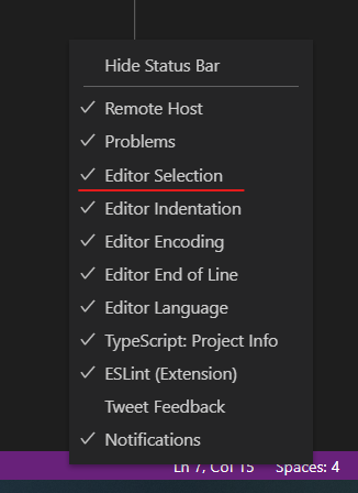 VSCode no more show selected characters length & column number of the ...