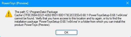 Install failed - PowerToysSetup-0.68.1-x64, error 0x80070652 · Issue #24650 · microsoft ...