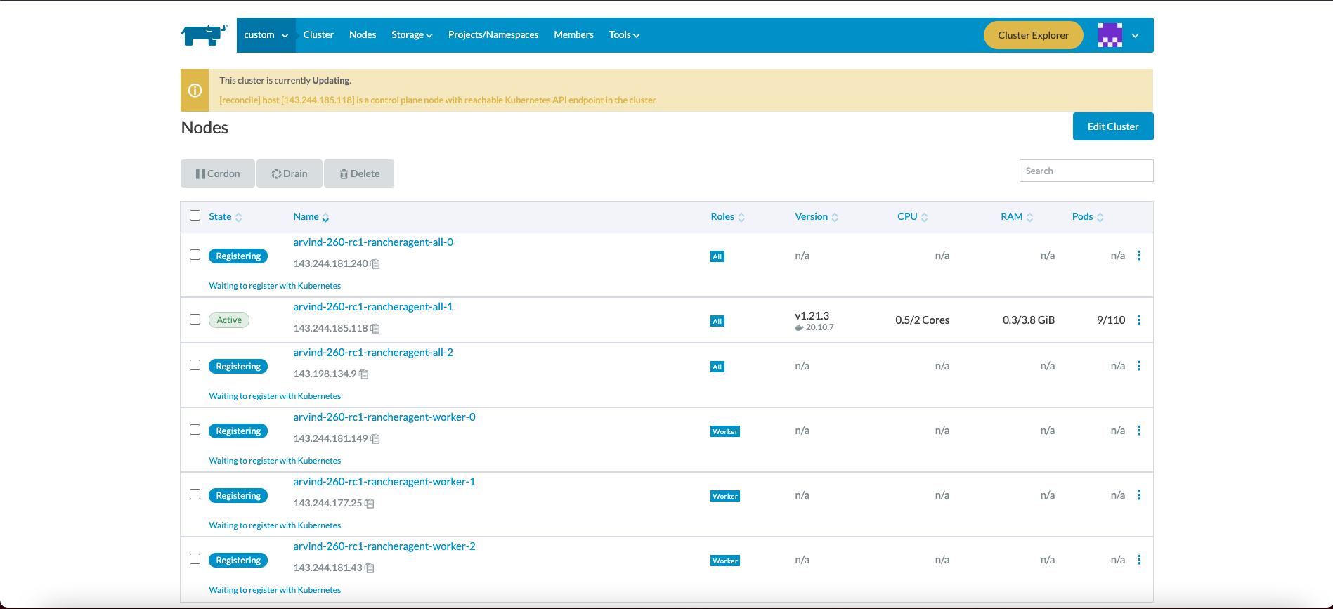 Updating Private Registry Settings In A Cluster In Cluster Manager Ui Does Not Show Updating
