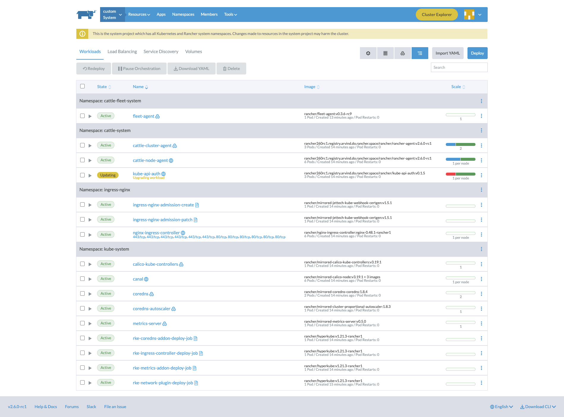 Updating private registry settings in a cluster in Cluster Manager UI does not show "Updating ...