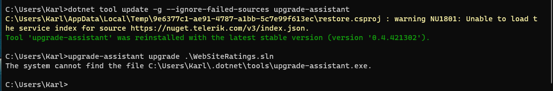 The System Cannot Find The File For Upgrade Assistant · Issue 1479 · Dotnetupgrade Assistant