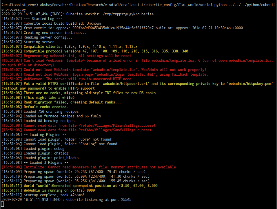 Making and runing the cuberite server · Issue #25 · facebookresearch ...