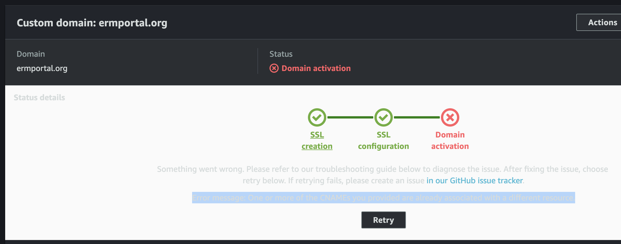 Domain activation is Failed - [BRIEF DESCRIPTION] · Issue #1797 · aws-amplify/amplify-hosting ...