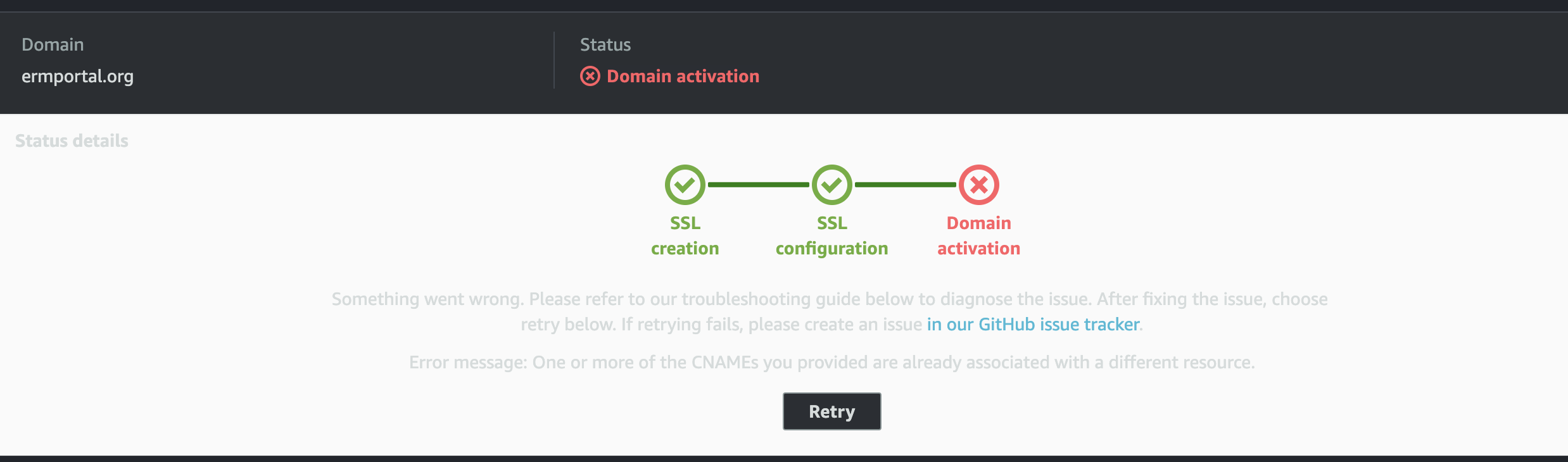 Domain activation is Failed - External Domain Addition fails on Amplify · Issue #1798 · aws ...