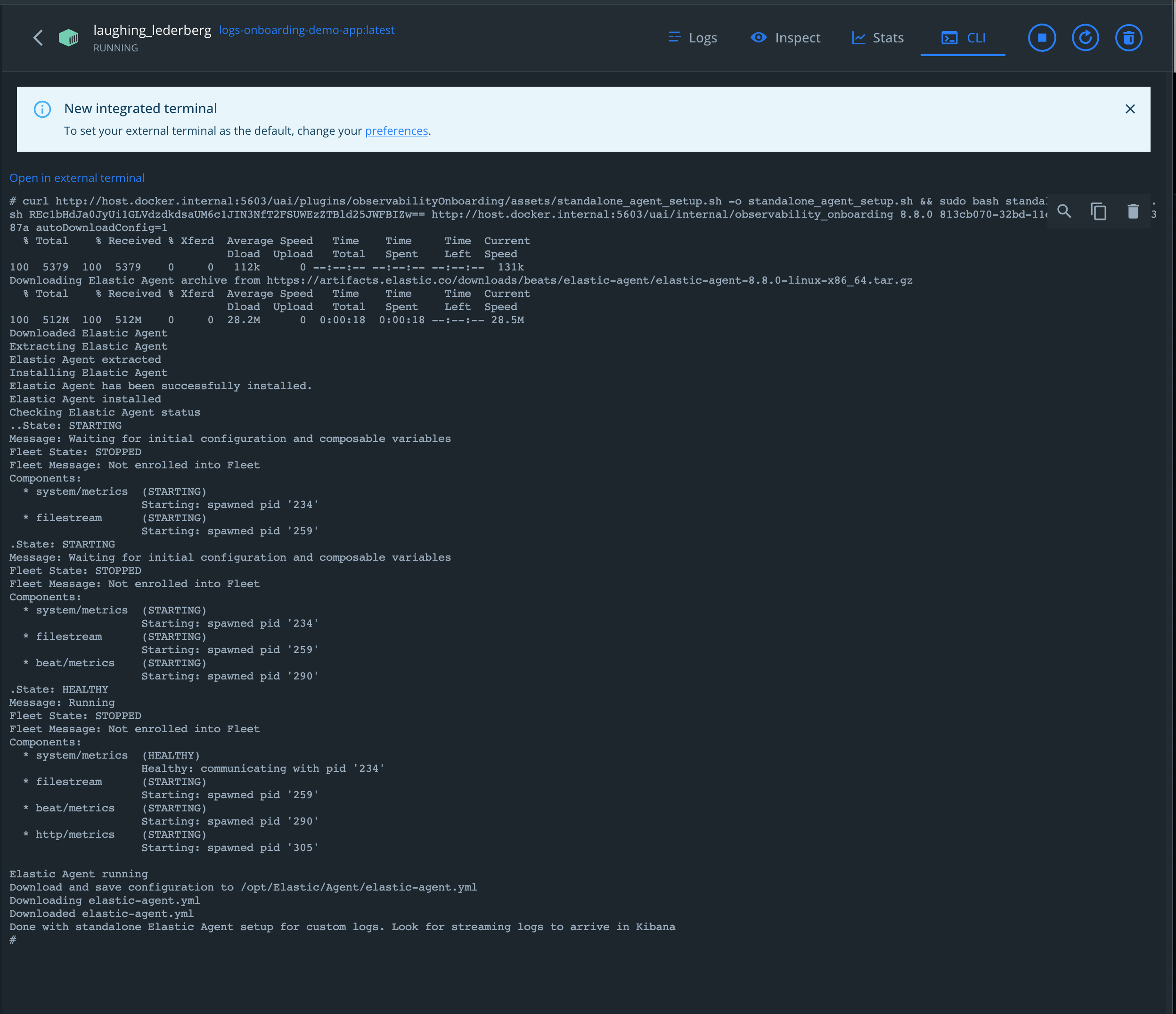 [Logs onboarding] Elastic agent status always in warning state · Issue #163163 · elastic/kibana ...