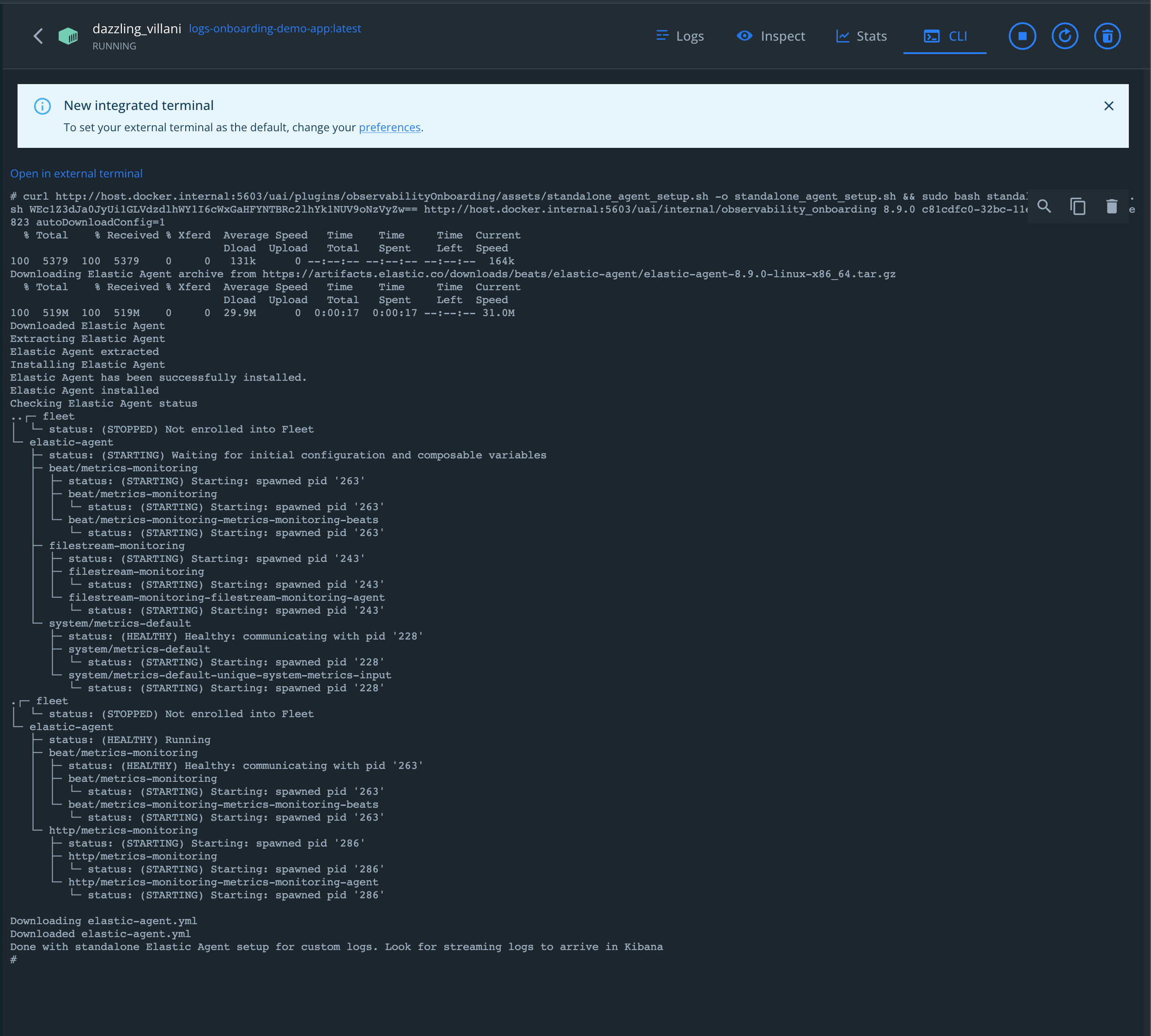 [Logs onboarding] Elastic agent status always in warning state · Issue ...