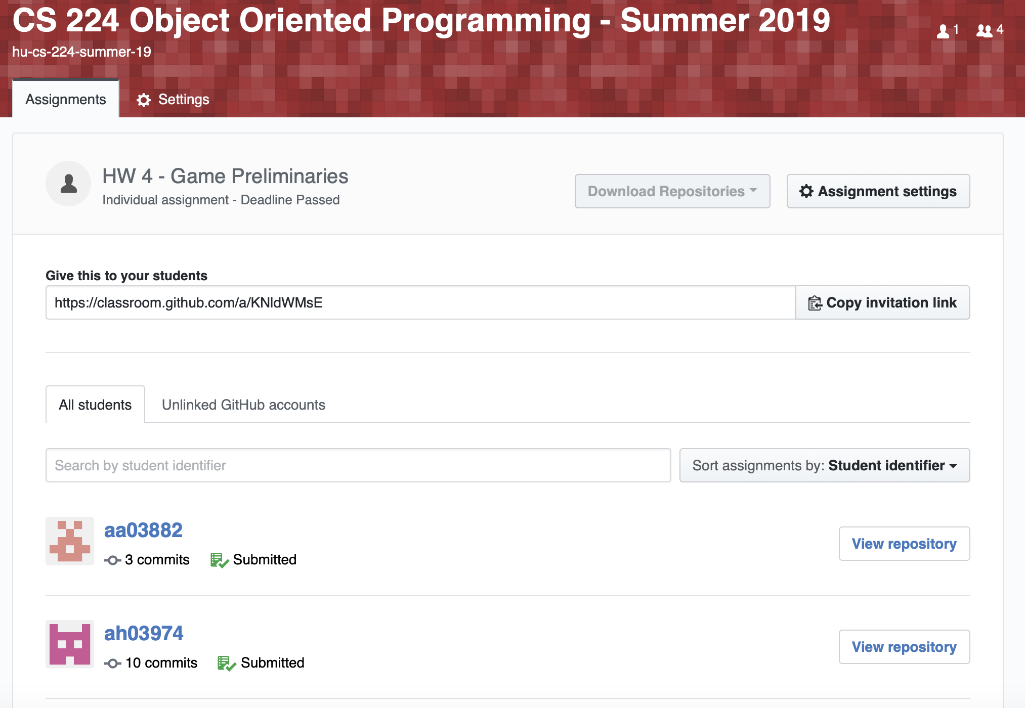 Download Repositories disabled for Assignment with Repositories · Issue #2093 · github-education ...
