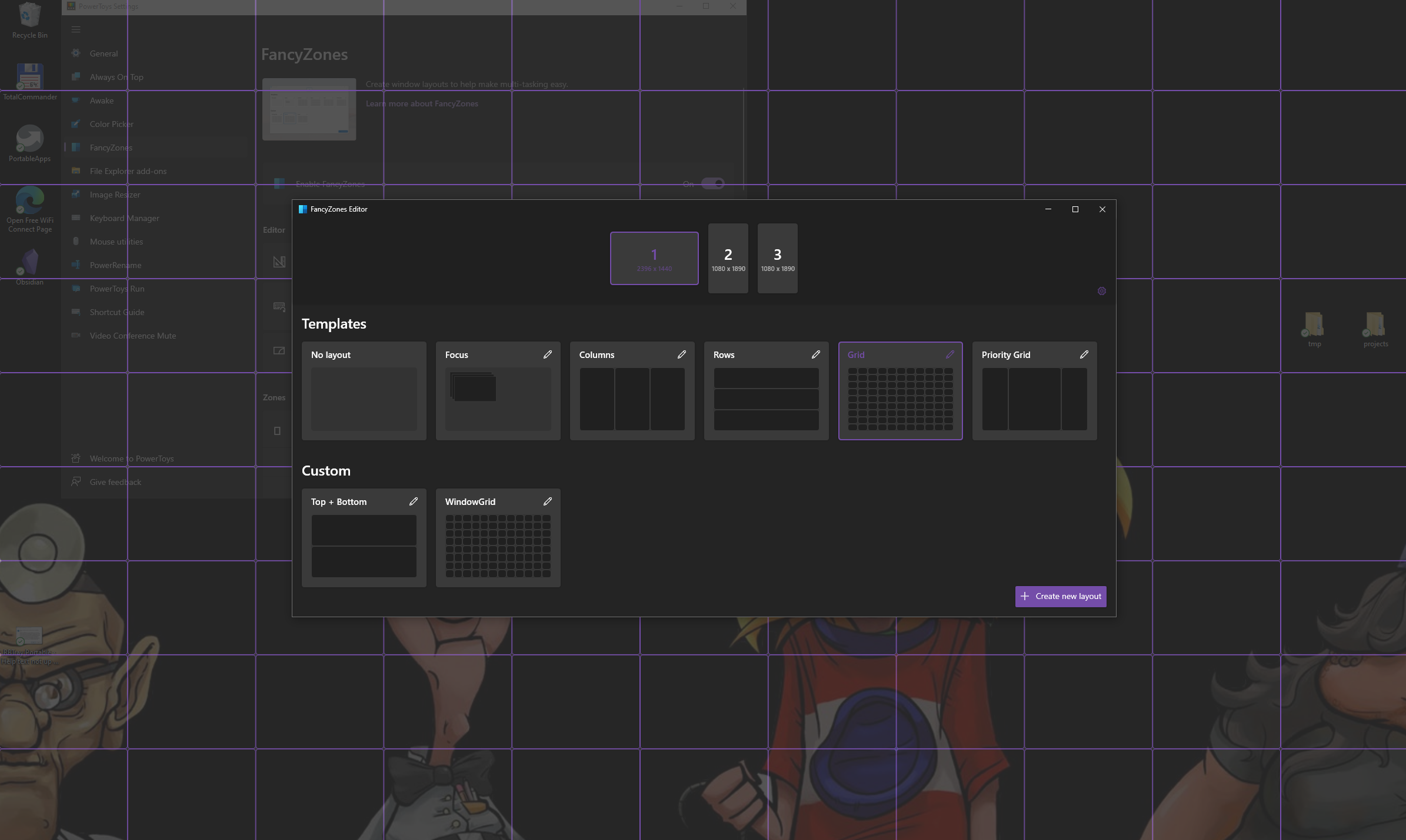 FancyZones Grid, specify rows and columns separately · Issue #12621 ...