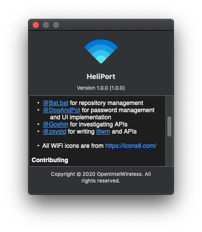 [Bug] Minor UI issues: Text color in About Heliport is abnormal in macOS Mojave Dark Mode ...