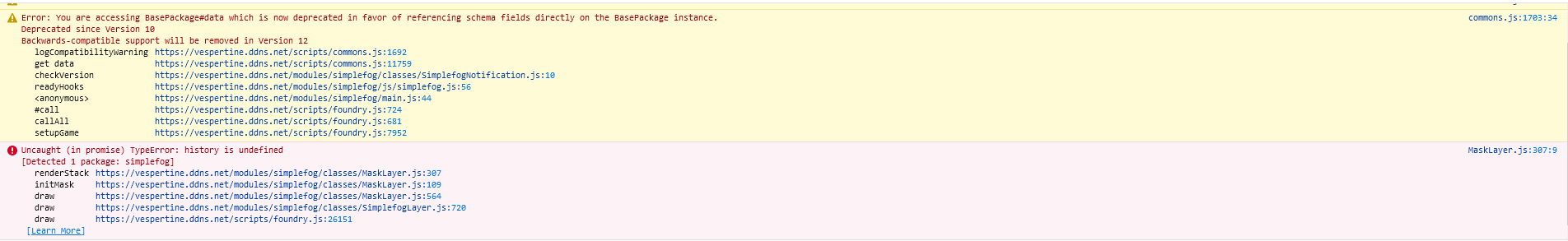 [ERROR/WARNING] Error & Warning when opening world · Issue #103 · League-of-Foundry-Developers ...