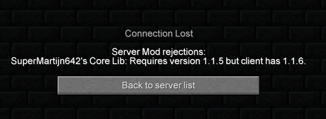 Mod mismatch for SuperMartijn642's Core Lib on server · Issue #145 · TerraFirmaGreg-Team/Modpack ...