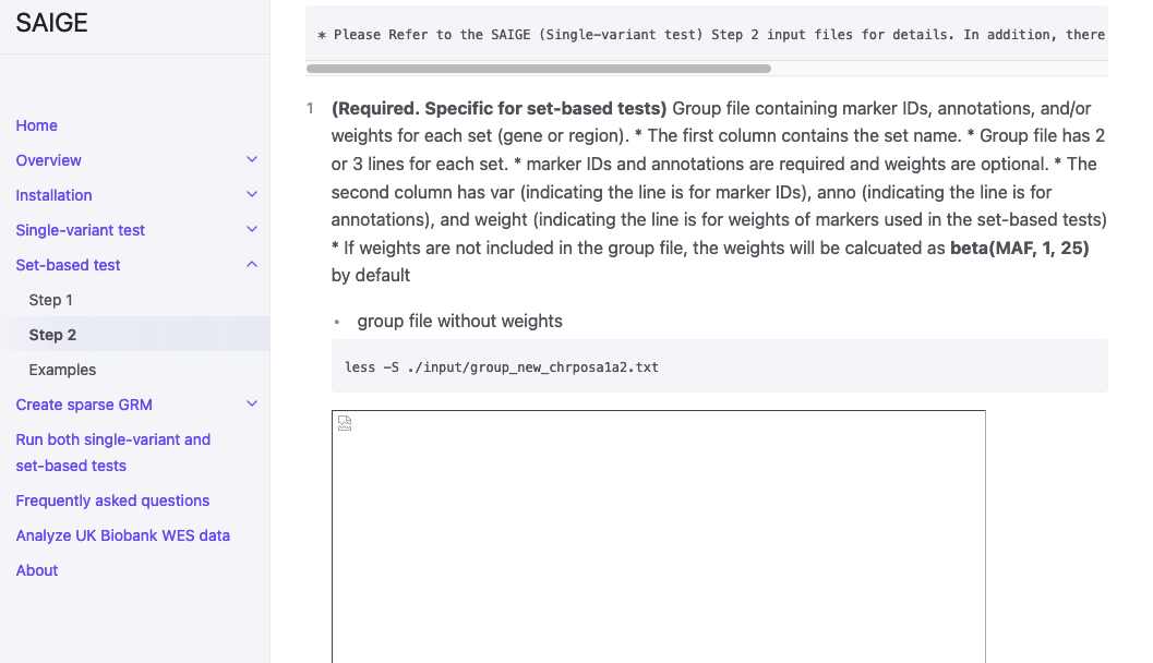 Documentation site for saige-gene+ step 2 seem broken · Issue #53 · saigegit/SAIGE · GitHub