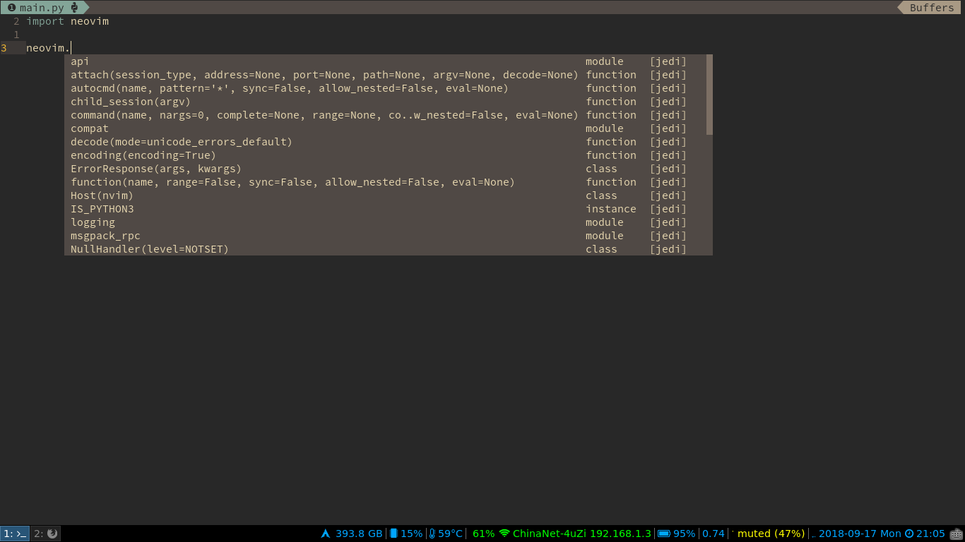 SpaceVim cannot complete the Python third-party library · Issue #2175 · wsdjeg/SpaceVim · GitHub