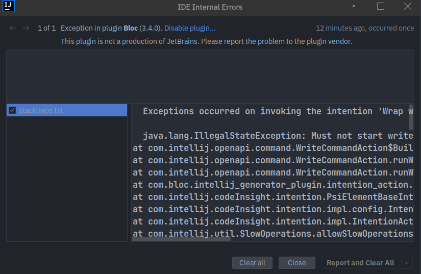 fix: Error in Intellij Idea · Issue #3938 · felangel/bloc · GitHub