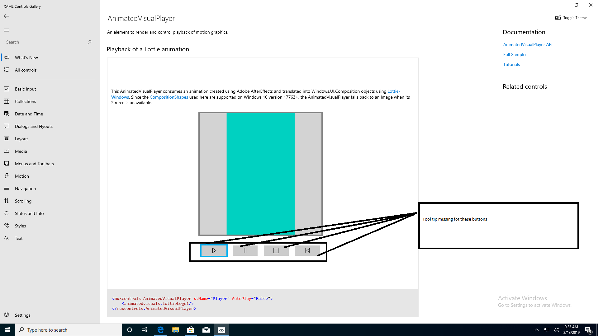 Buttons present in AnimatedVisual Player should have tool-tip. · Issue #170 · microsoft/WinUI ...