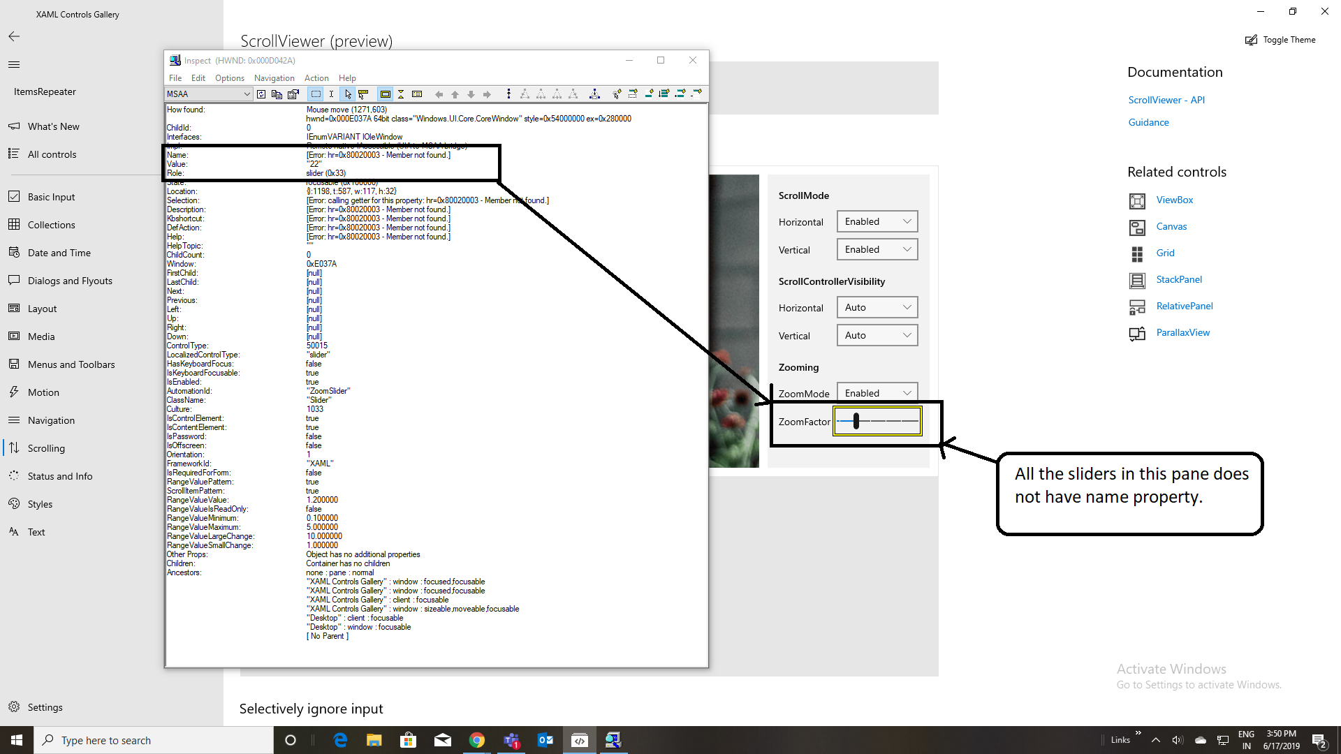 There is no name property for all the Slider in the ScrollViewer(Preview) pane. · Issue #185 ...