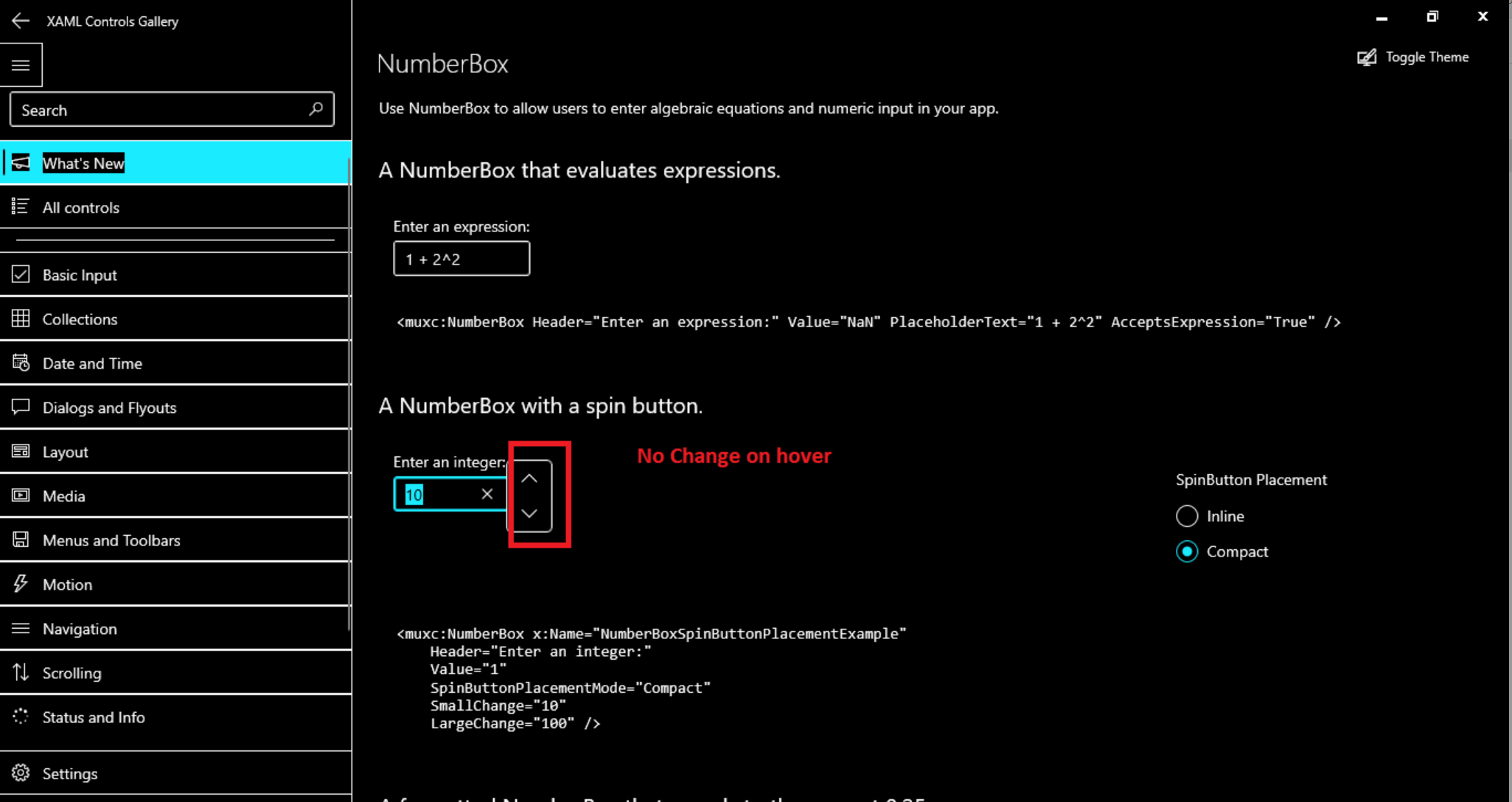 Up/down arrow buttons in NumberBox are not showing any effect on mouse hovering. · Issue #1852 ...
